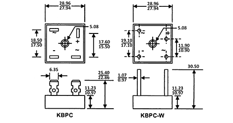 KBPC3506, KBPC3506W – Diode Bridge Rectifier 35A 600V Datasheet ...